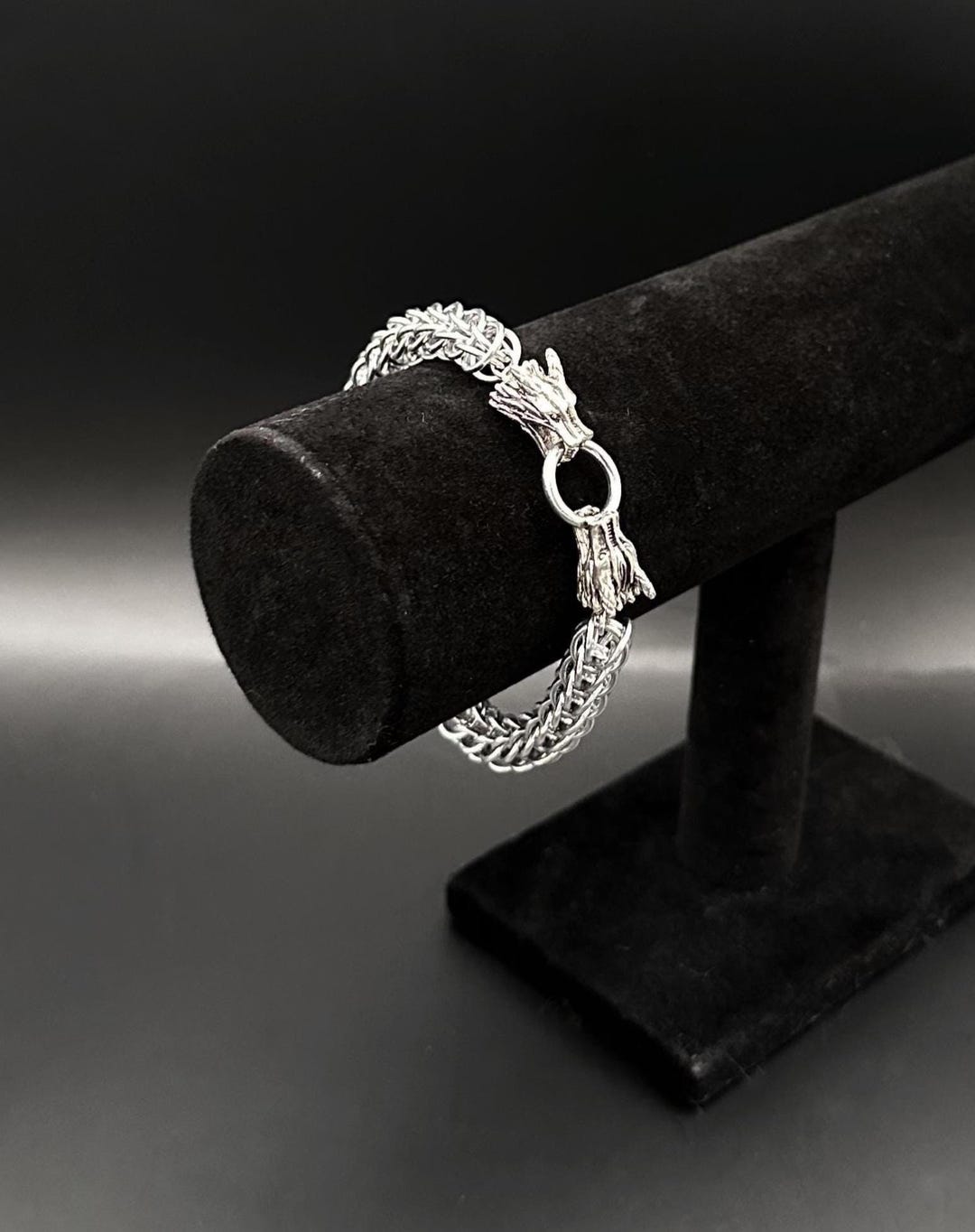 Handmade Dragon Head Chainmail Bracelet: Viking Norse Stainless Steel ...
