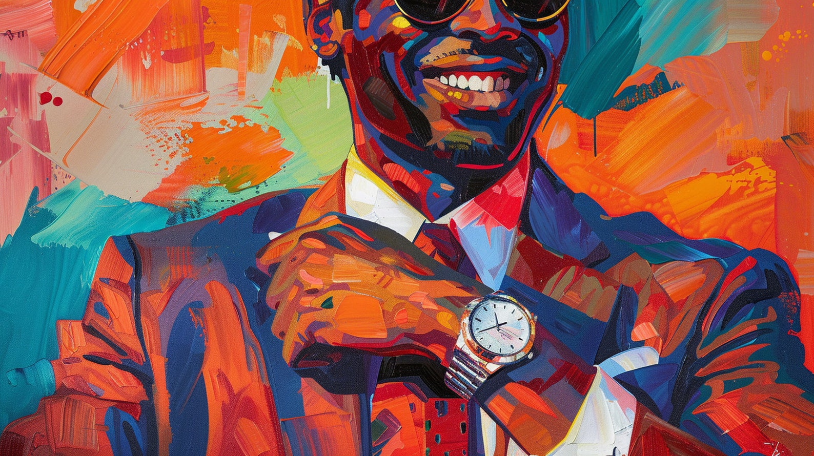 Afrocentric Abstract Pop Art of 1970s Wealthy African American Man in ...