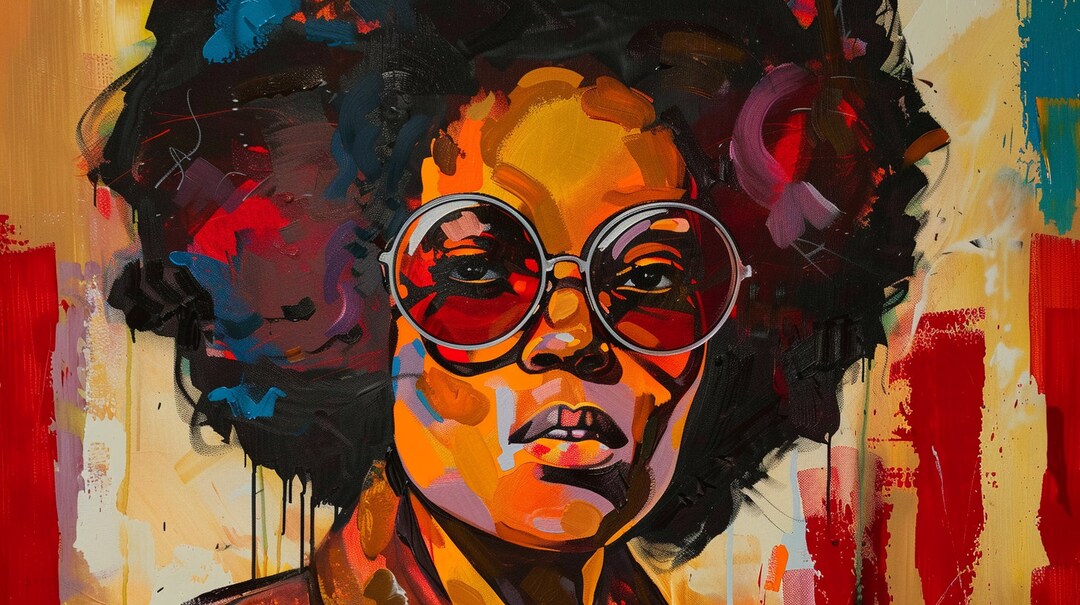 Afrocentric Pop Art of 1970s African American Female With Sunglasses ...