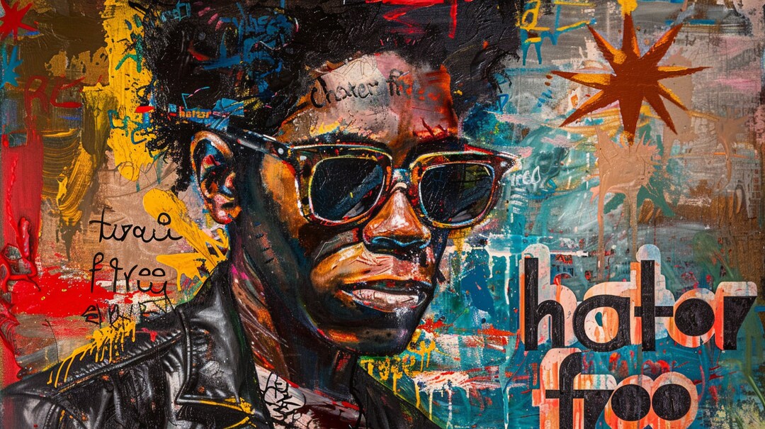 Afrocentric Pop Art of 1970s African American Man With Sunglasses and ...