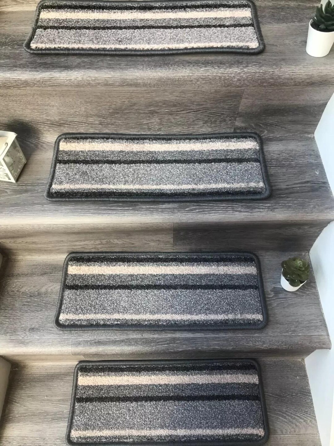14 Striped Open Plan Carpet Stair Treads Funky Silver 016 14 Large Pads ...