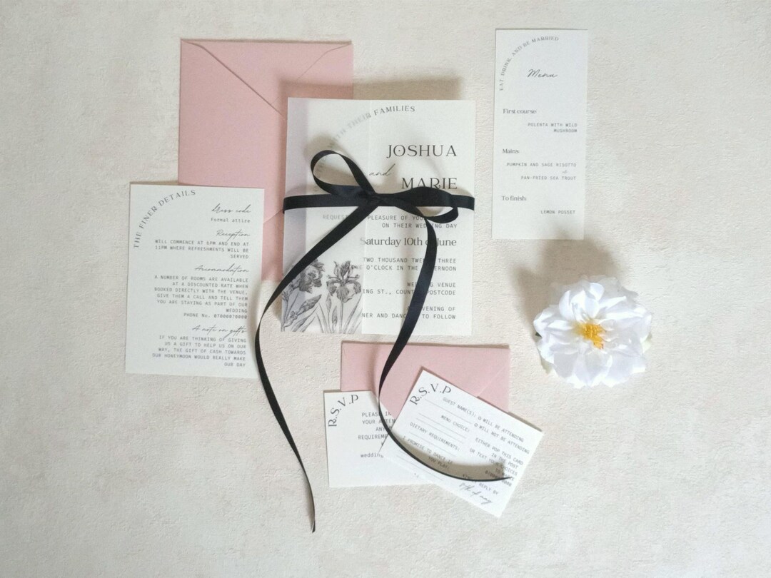 Curve Effect, Modern Wedding Invitation Suite: 5x7" Editable Template ...