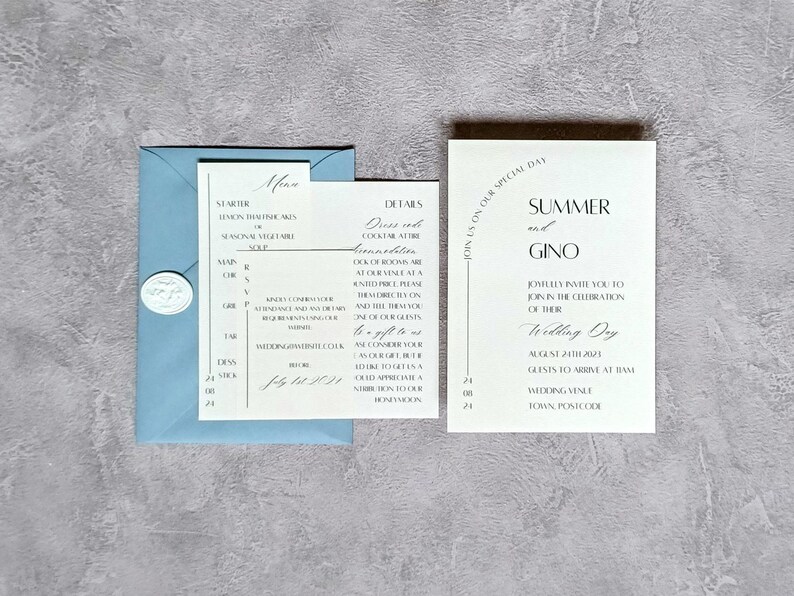 Chic Minimal Curve Wedding Invitation Suite: 5x7" Editable Template Set ...