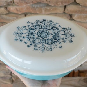 Vintage Pyrex Blue Doily Oval Casserole 043 With Lid - Etsy