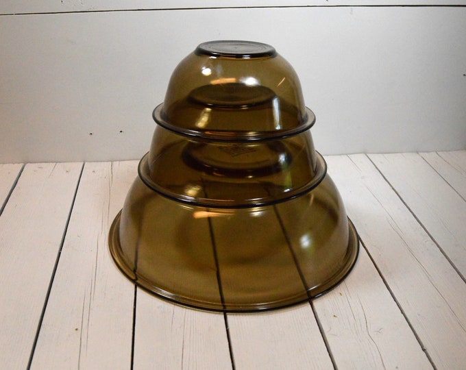 Vintage Pyrex Smoke Brown Glass Mixing Bowls, Set of 3 Bowls - Etsy