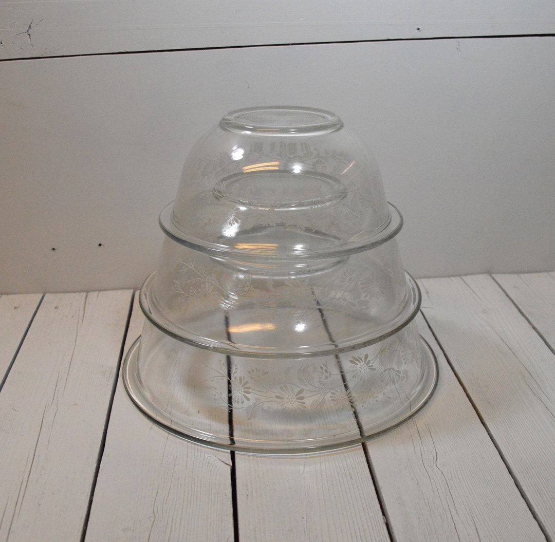 Vintage Pyrex Colonial Mist Clear Mixing Bowl Set of 3 - Etsy