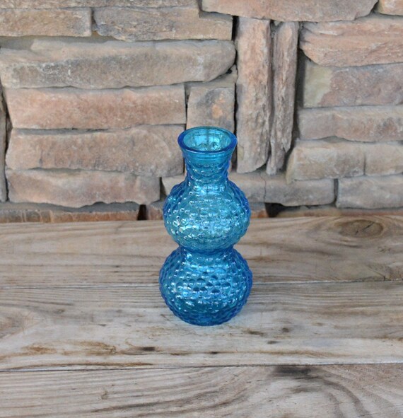 Vintage Turquoise Blue Bubble Glass Vase - Etsy