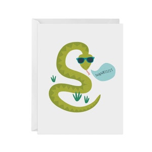 Snake Thanksss Card Greeting Card Thank You - Etsy