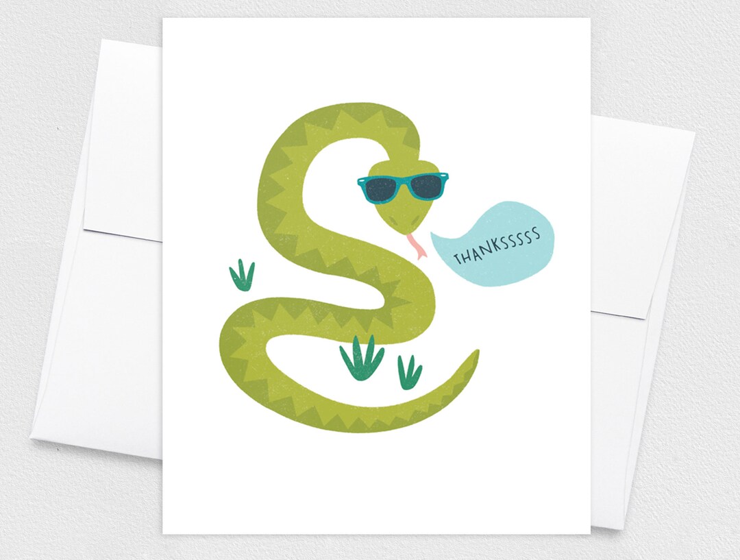 Snake Thanksss Card Greeting Card Thank You - Etsy