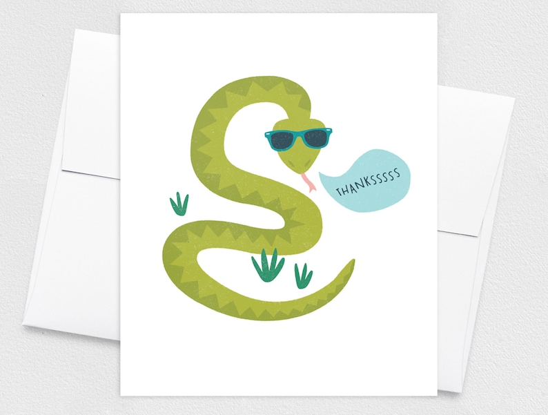 Snake Thanksss Card Greeting Card Thank You | Etsy