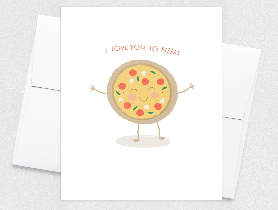 Love You to Pizzas Card Greeting Card Love Valentine | Etsy