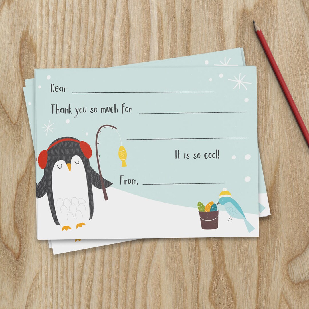Penguin Fill in Thank You Notes - Etsy