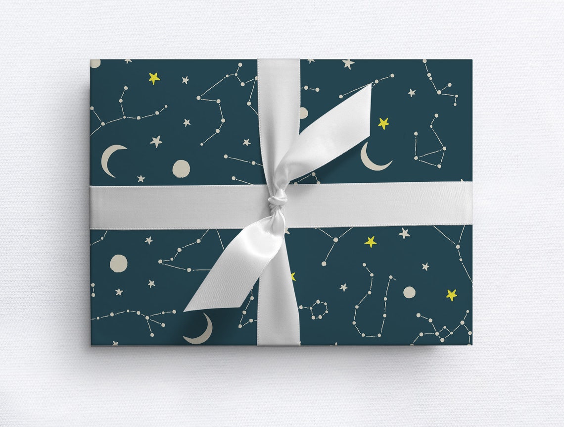 Constellations Gift Wrap Birthday Stars Moon Astrology - Etsy