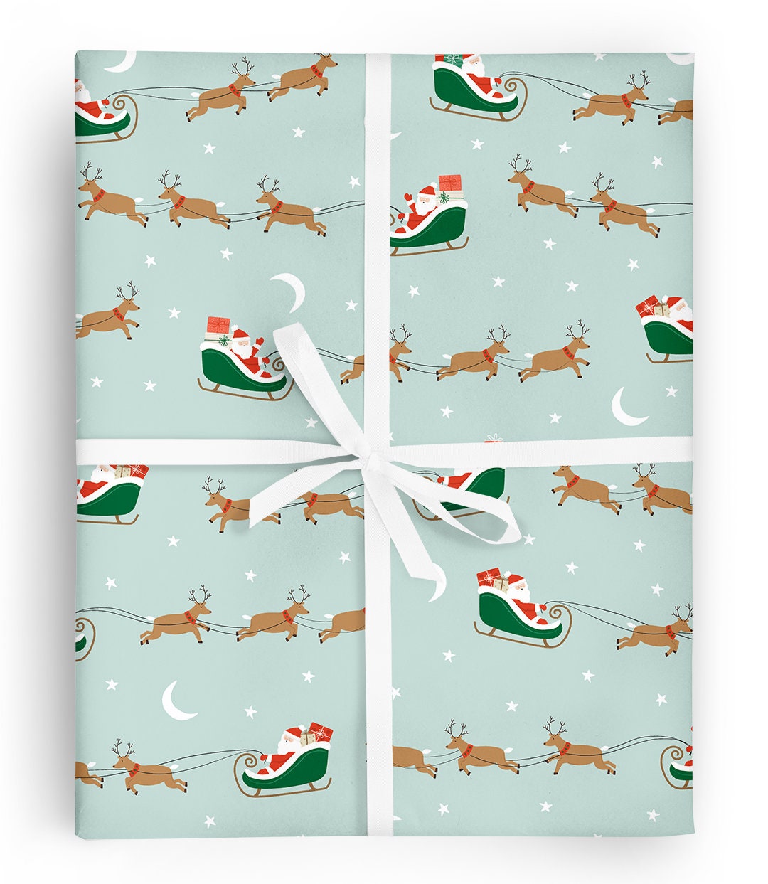 Santa Sleigh Gift Wrap Holiday Christmas - Etsy