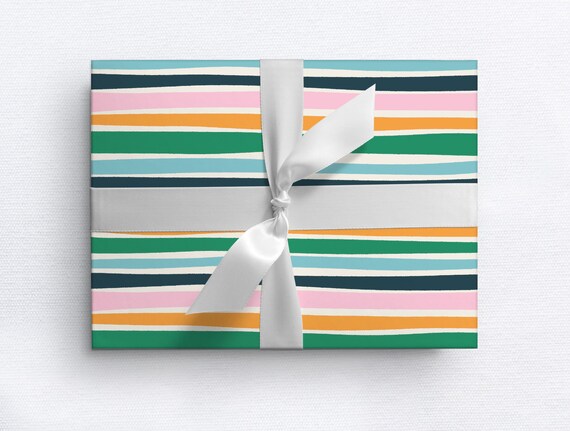 Wobbly Stripe Gift Wrap Birthday | Etsy