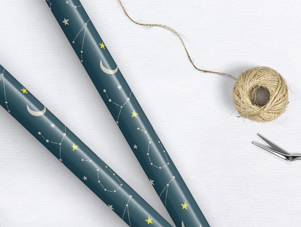 Constellations Gift Wrap Birthday Stars Moon Astrology - Etsy