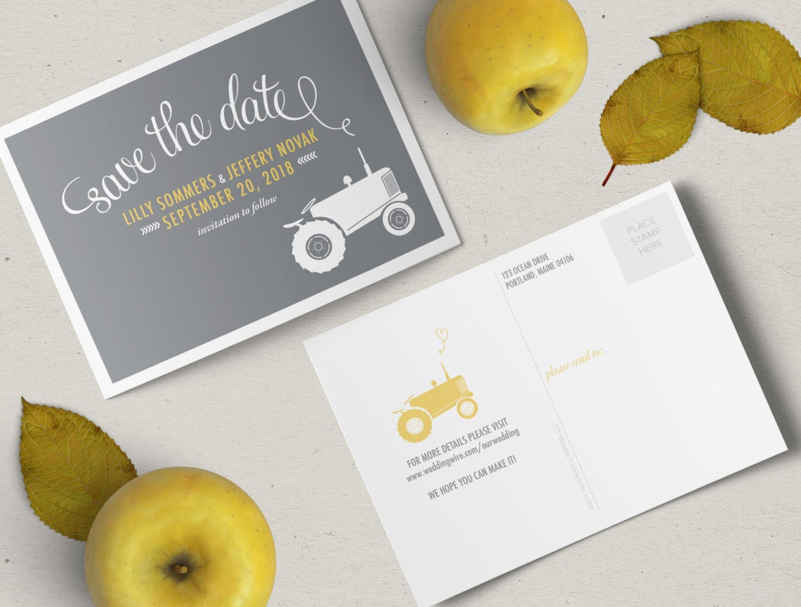 Rustic Farm Wedding Save the Date Postcard | Etsy