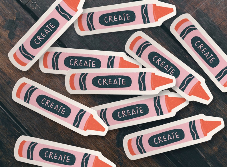 Create Crayon Sticker Die Cut Sticker | Etsy
