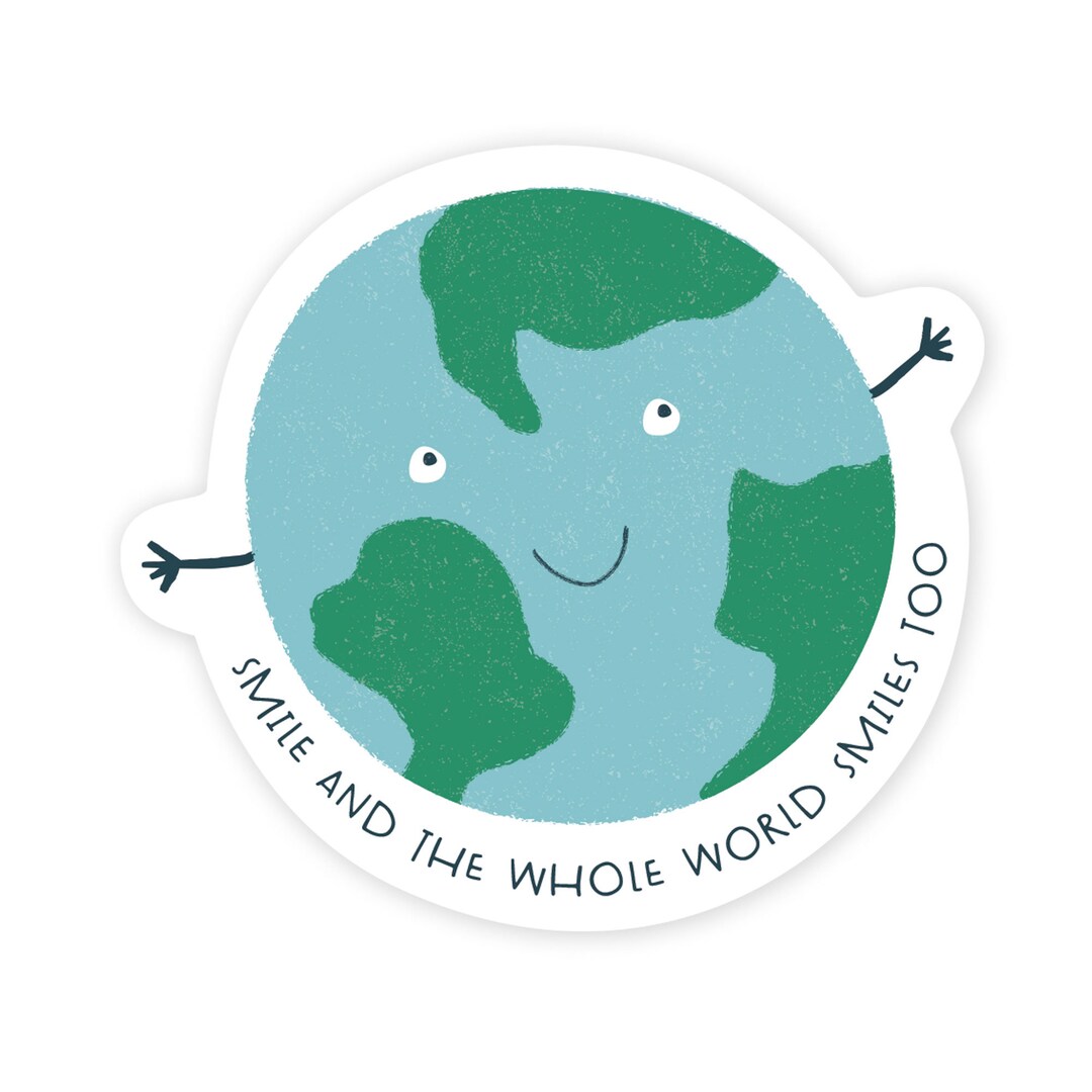 Earth Smile Die Cut Sticker - Etsy