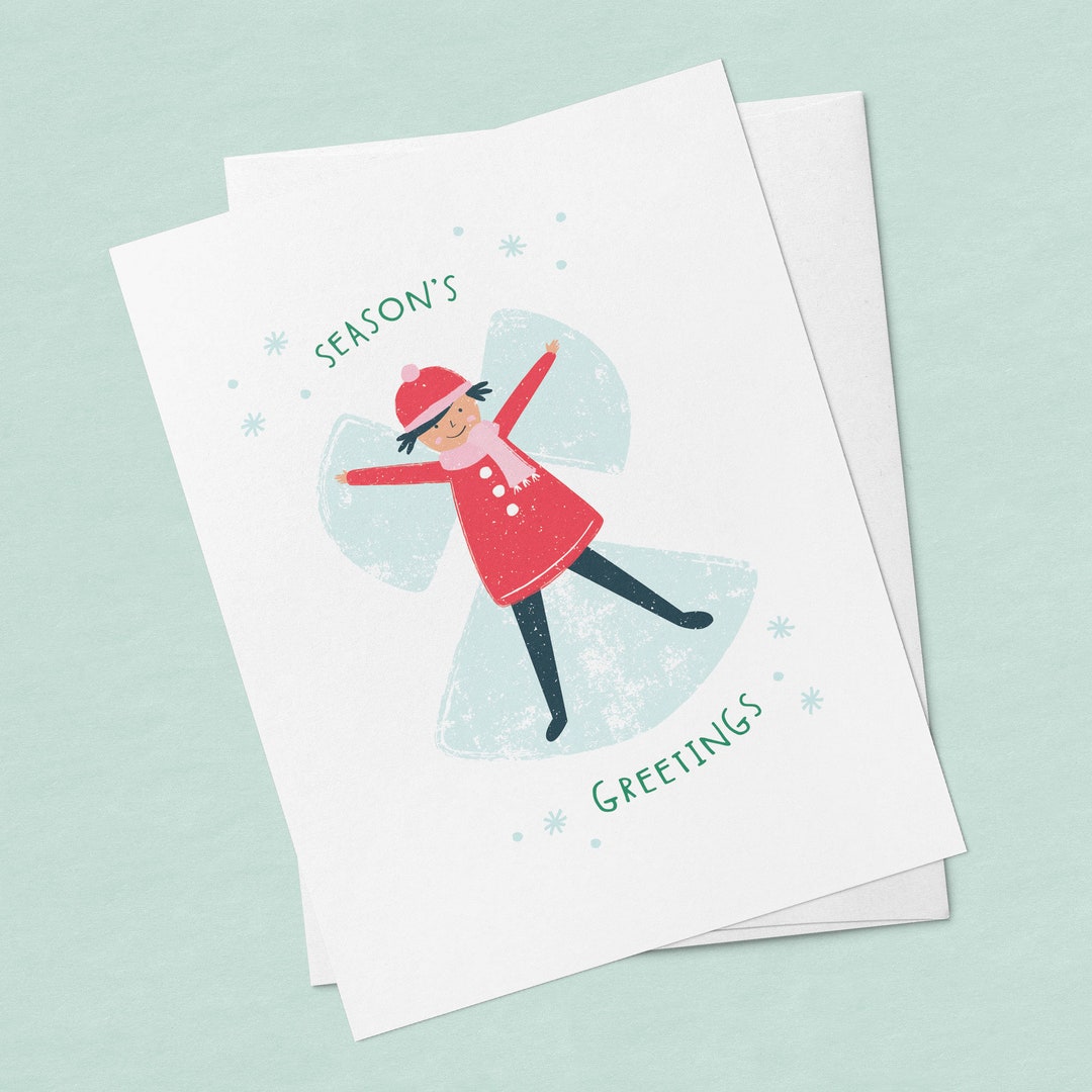 Seasons Greetings Card Snow Angel Greeting Card - Etsy