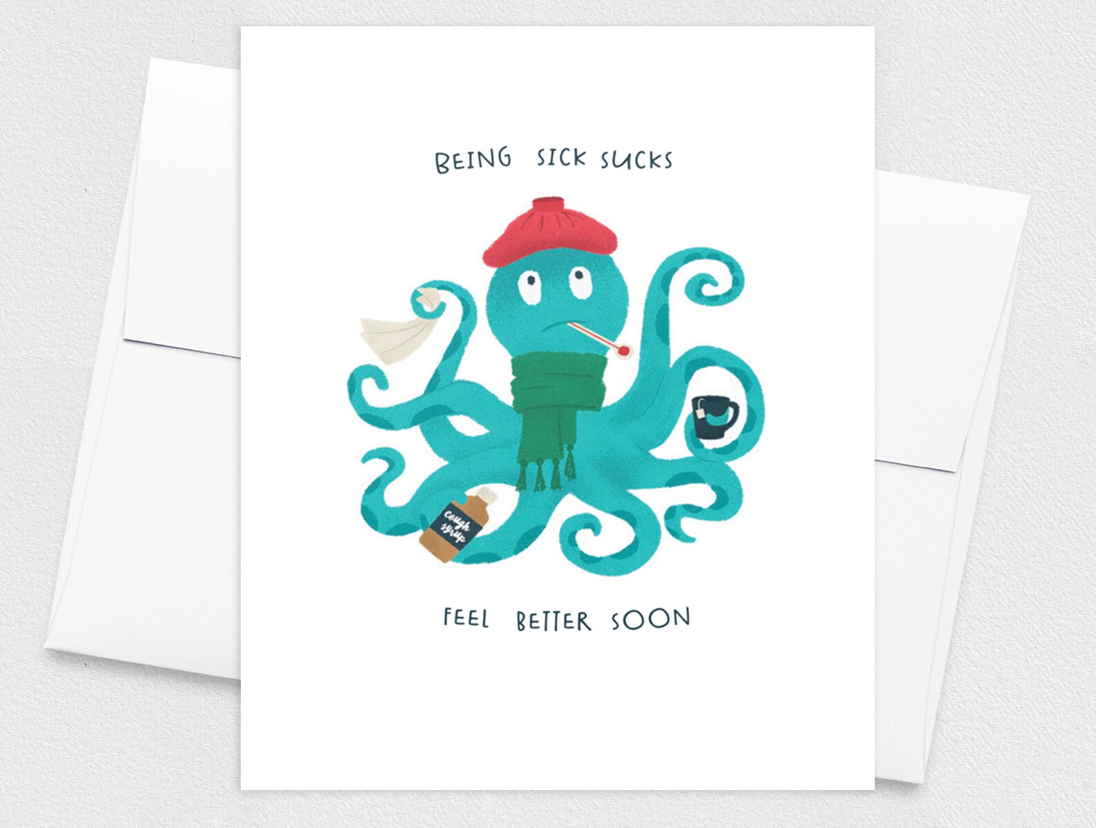 Sick Octopus Card Greeting Card Get Well - Etsy