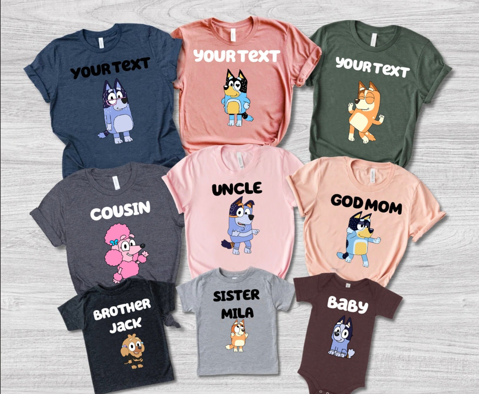 Bluey Custom Name Shirt Blue Family Shirt Matching Shirts Personalized ...