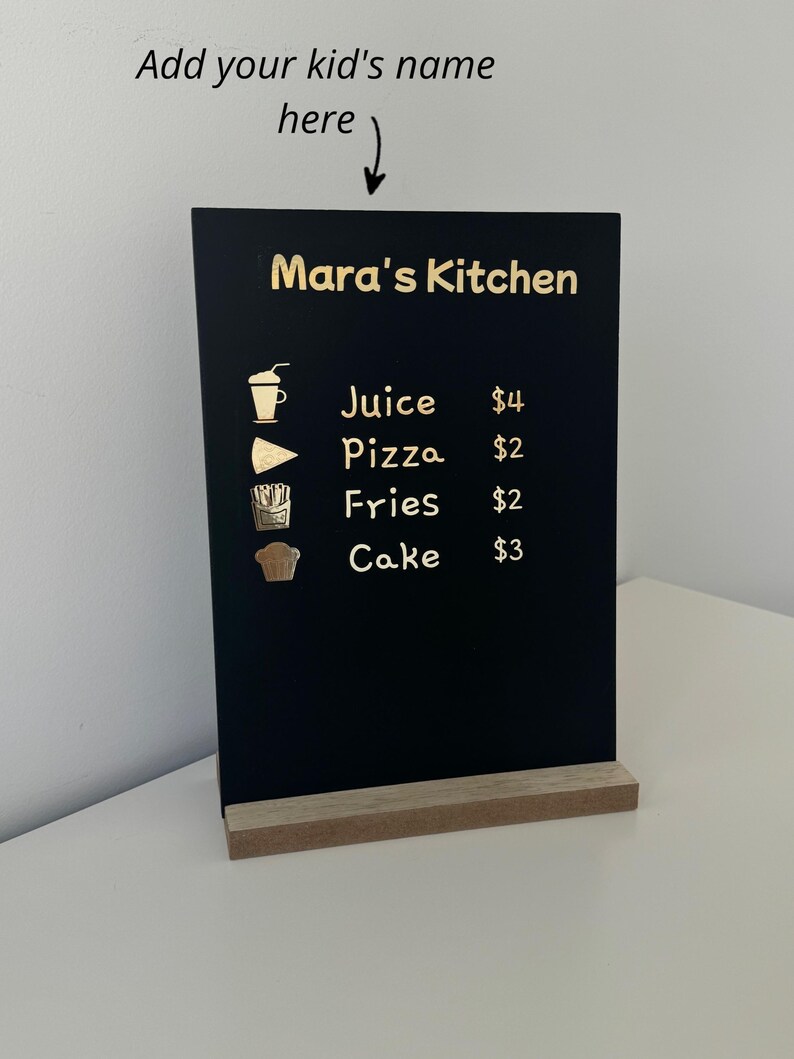 Personalized Kids Kitchen Menu | Custom Pretend Play Sign | Add Your ...