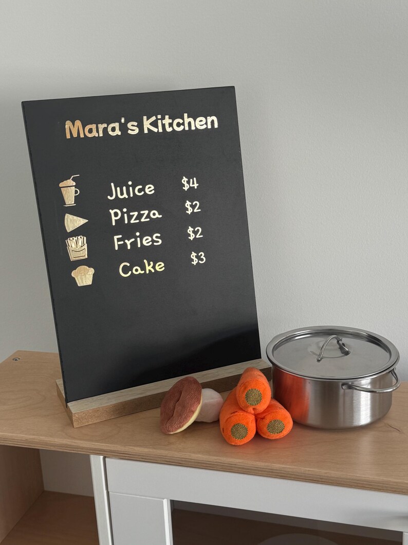 Personalized Kids Kitchen Menu | Custom Pretend Play Sign | Add Your ...