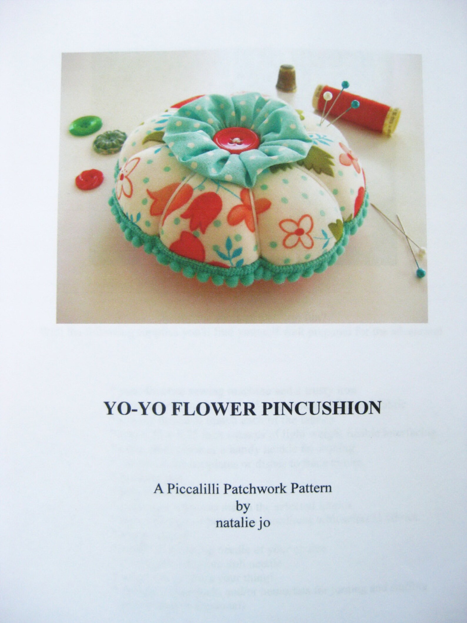 Pincushion Pattern Tutorial PDF INSTANT DOWNLOAD Yoyo Flower Design - Etsy
