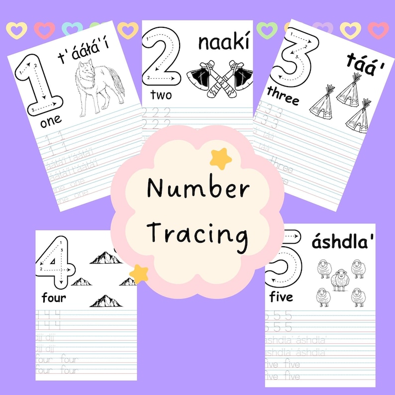 Number Activity Worksheets in Navajo and English | Letter Tracing and ...