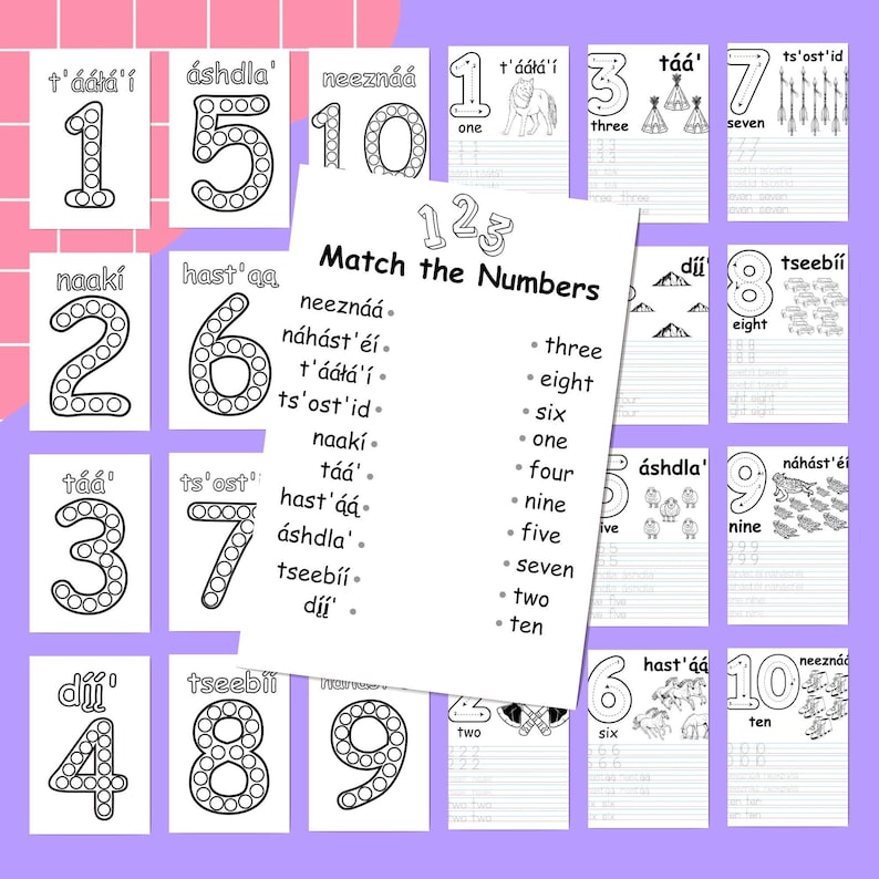 Number Activity Worksheets in Navajo and English | Letter Tracing and ...