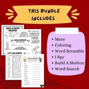 Halloween Activity Pages Classroom Fun, Fall Coloring Bundle, Spooky ...