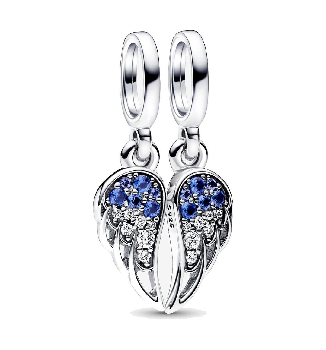 Sparkling Splitable Angel Wings Dangle Charm Fit Bracelet Necklace, 925 ...
