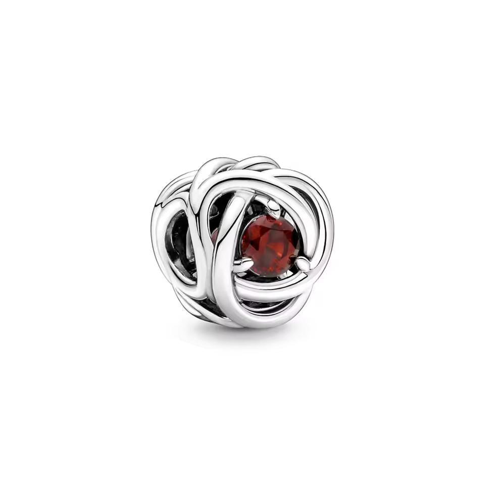 Personlized Birthstone Eternity Circle Charm Fit for Bracelet Necklace ...