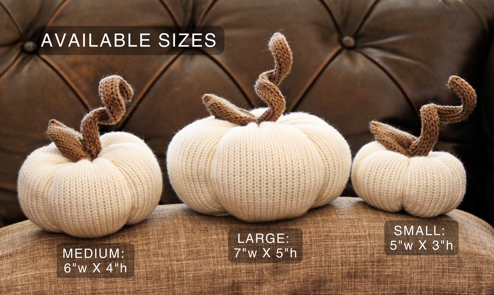 Hand Knit Fall Pumpkins, Fall Decor, Flexible Stems, Table Decoration ...