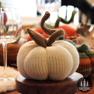 Hand Knit Fall Pumpkins, Fall Decor, Flexible Stems, Table Decoration ...