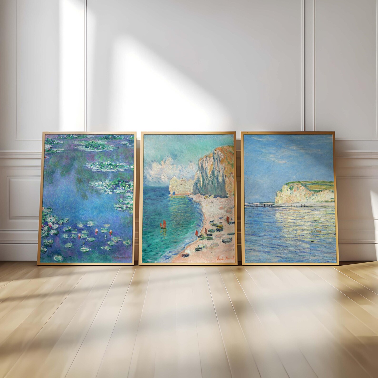 3 Piece Claude Monet Gallery Wall Set Printable Oil Painting Blue Wall ...