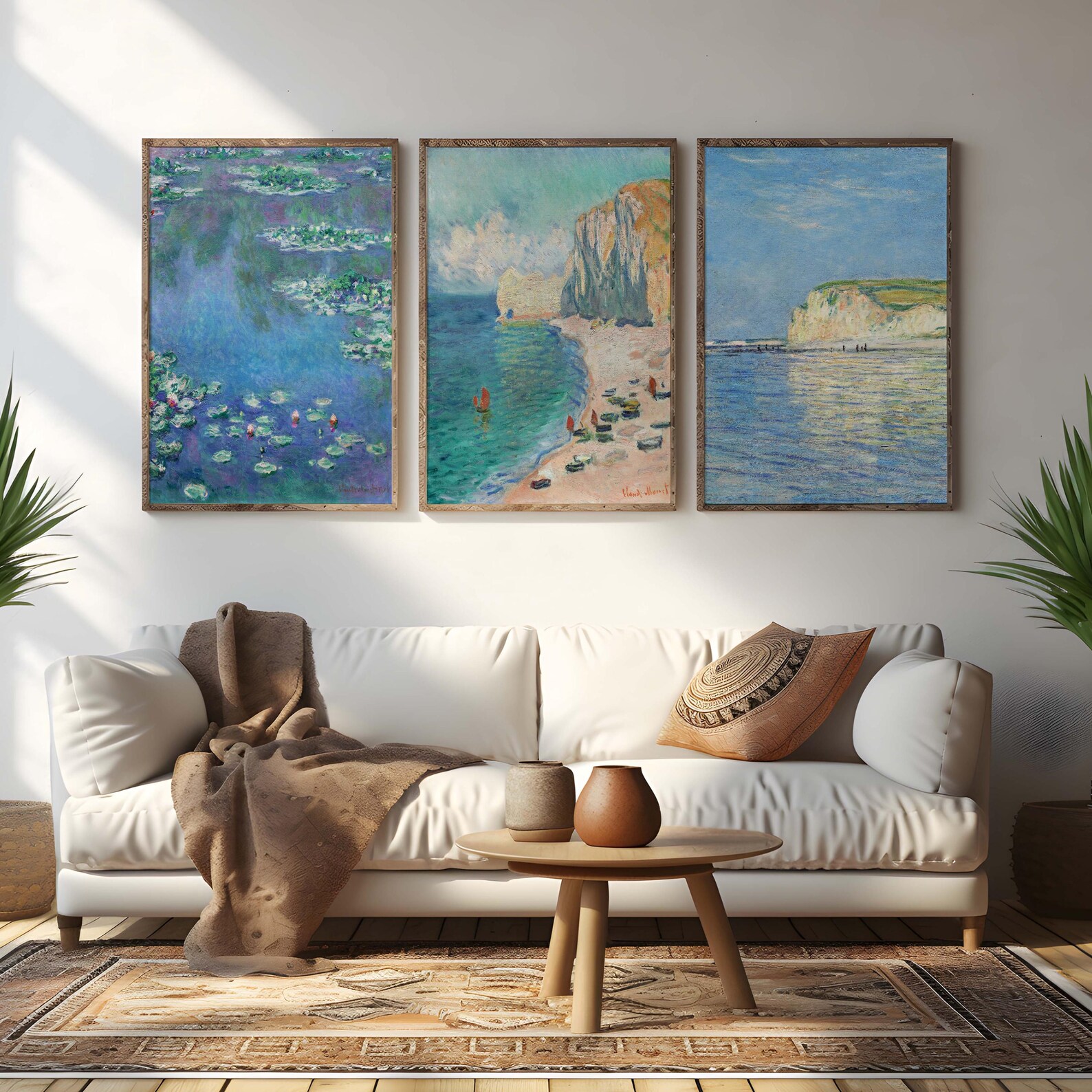 3 Piece Claude Monet Gallery Wall Set Printable Oil Painting Blue Wall ...