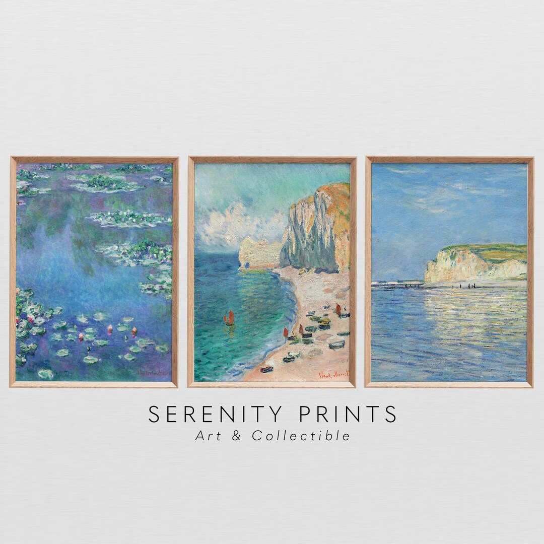3 Piece Claude Monet Gallery Wall Set Printable Oil Painting Blue Wall ...