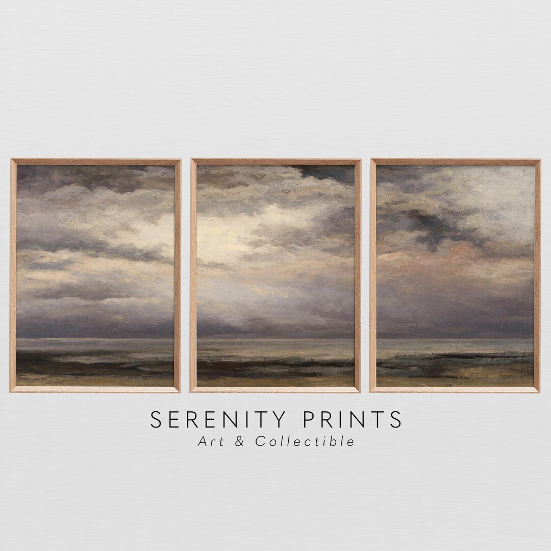 3 Piece Clouds Gallery Wall Set Printable Abstract Oil Painting Trendy Wall Art, Aesthetic ...