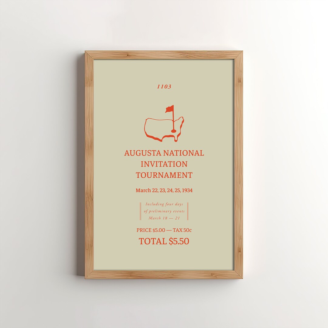 Vintage Masters Invitations Golf Tournament Ticket Poster *digital ...