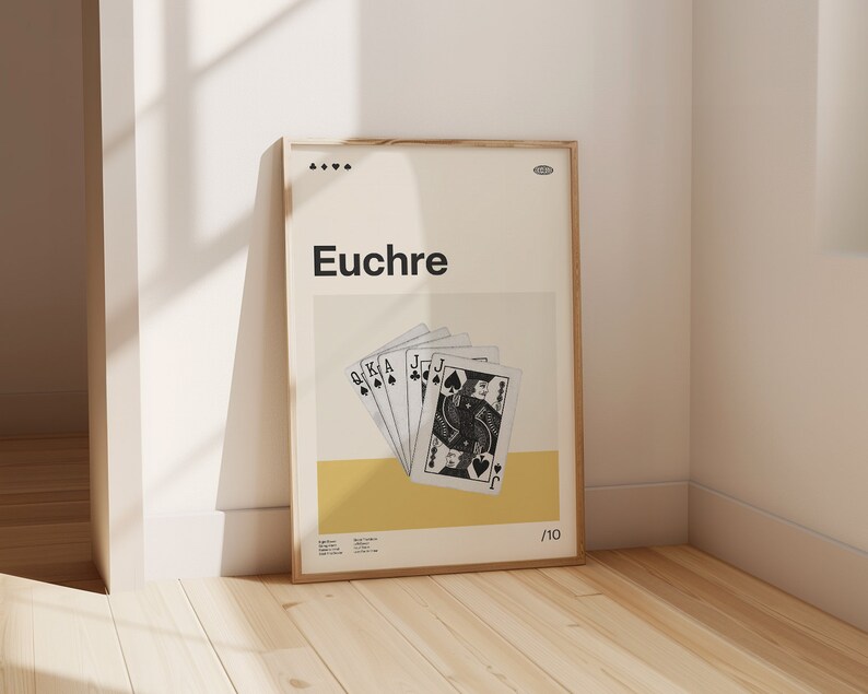 Vintage Euchre Game Poster, Retro Wall Art, Card Game Decor, Euchre ...