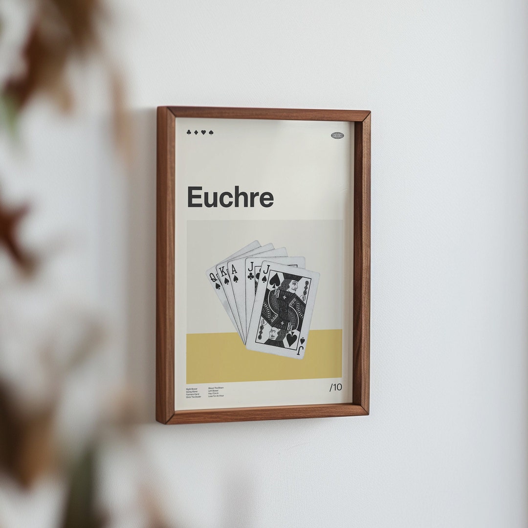 Vintage Euchre Game Poster, Retro Wall Art, Card Game Decor, Euchre ...