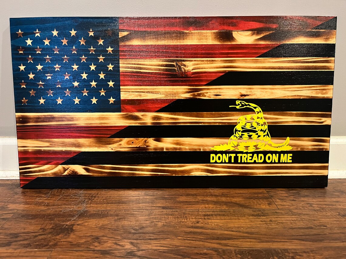 Custom Handmade American/gadsten Wooden Flag - Etsy