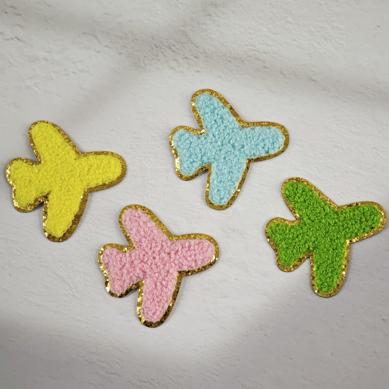 Chenille Patch Stickers,chenille Colored Airplane Iron-on Patches,cute ...
