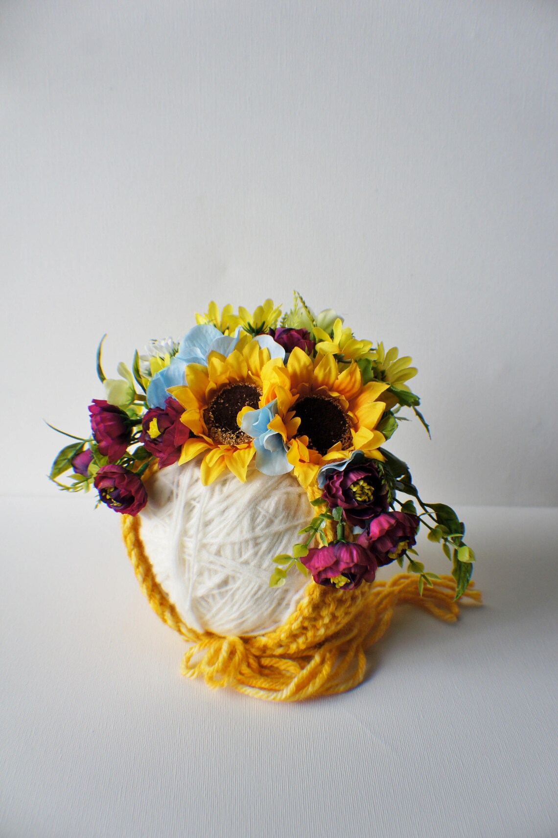 Flower Bonnet Baby Hat Garden Bonnet Sunflower Bonnet - Etsy