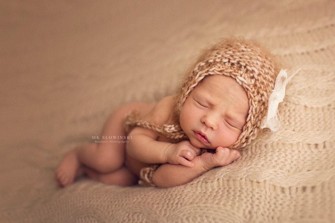 Knit Baby Bonnet Baby Hat Newborn Photo Prop Photography | Etsy