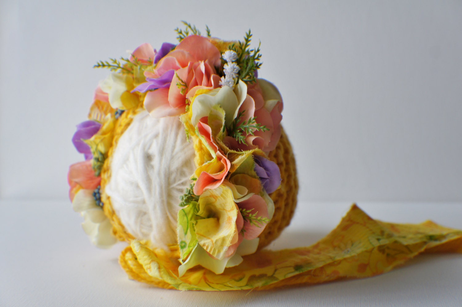 Flower Bonnet Floral Bonnet Garden Bonnet Sitter Bonnet | Etsy