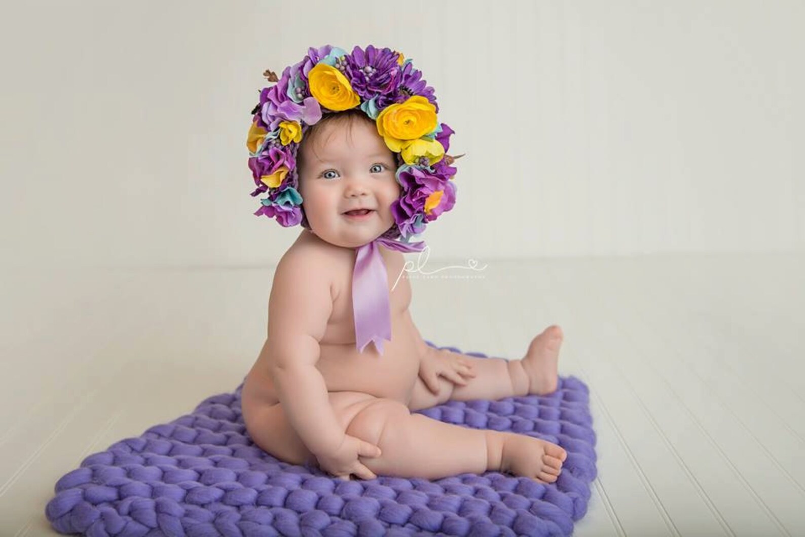 Flower Bonnet, Baby Hat, Garden Bonnet, Sitter Bonnet, Floral Bonnet ...