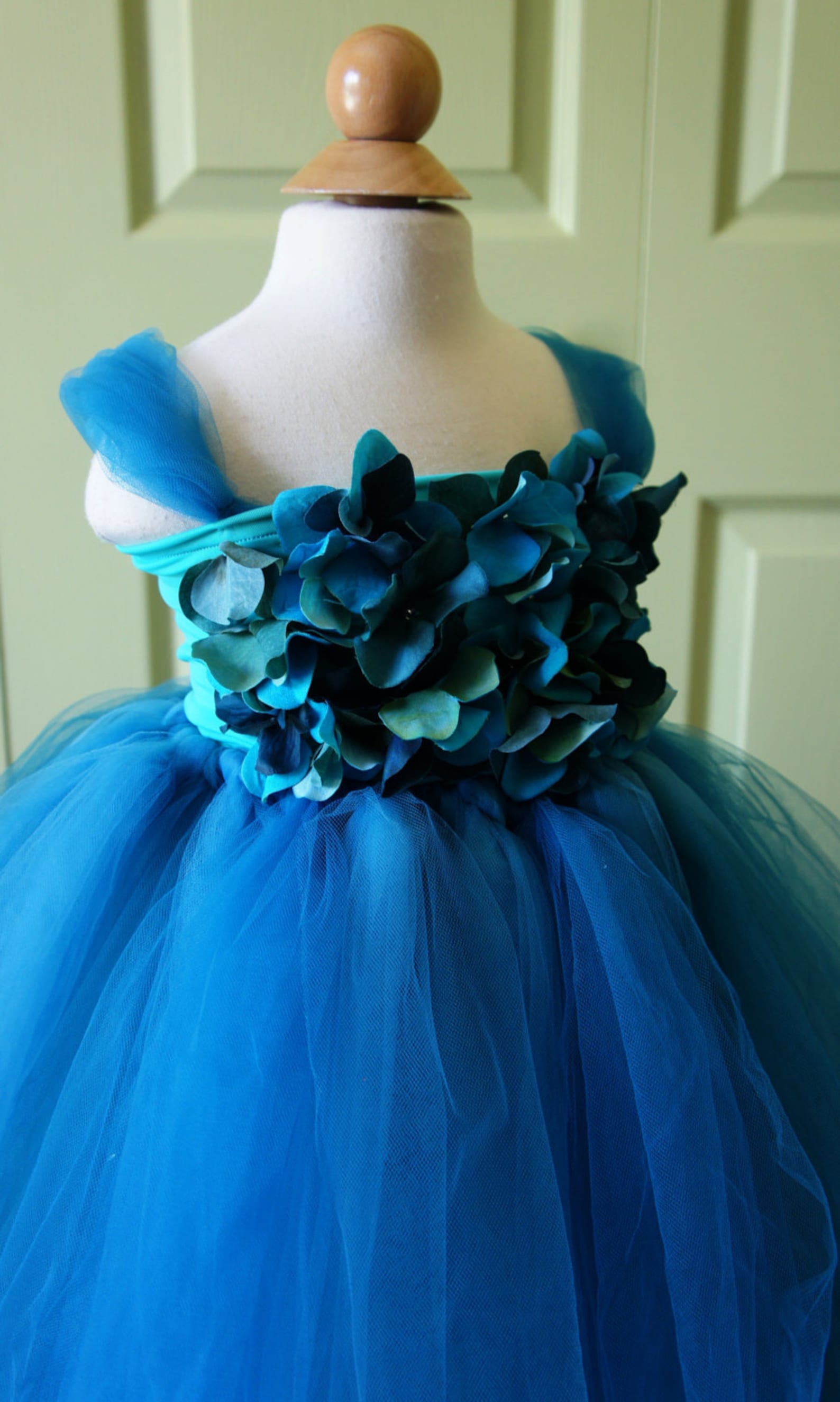 Flower Girl Dress Turquoise Blue Tutu Dress Flower Top Baby - Etsy